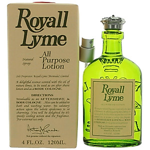 Royall Lyme All Purpose Lotion for Men Body Cologne Spray/After Shave Lotion, 4 Ounce