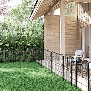 OUSHENG 38in (H) Decorative Garden Fence Fencing, 10ft (L) Rustproof Metal Wire Border Animal Barrier with Plastic Stakes for Dog Yard Patio Outdoor, Arched