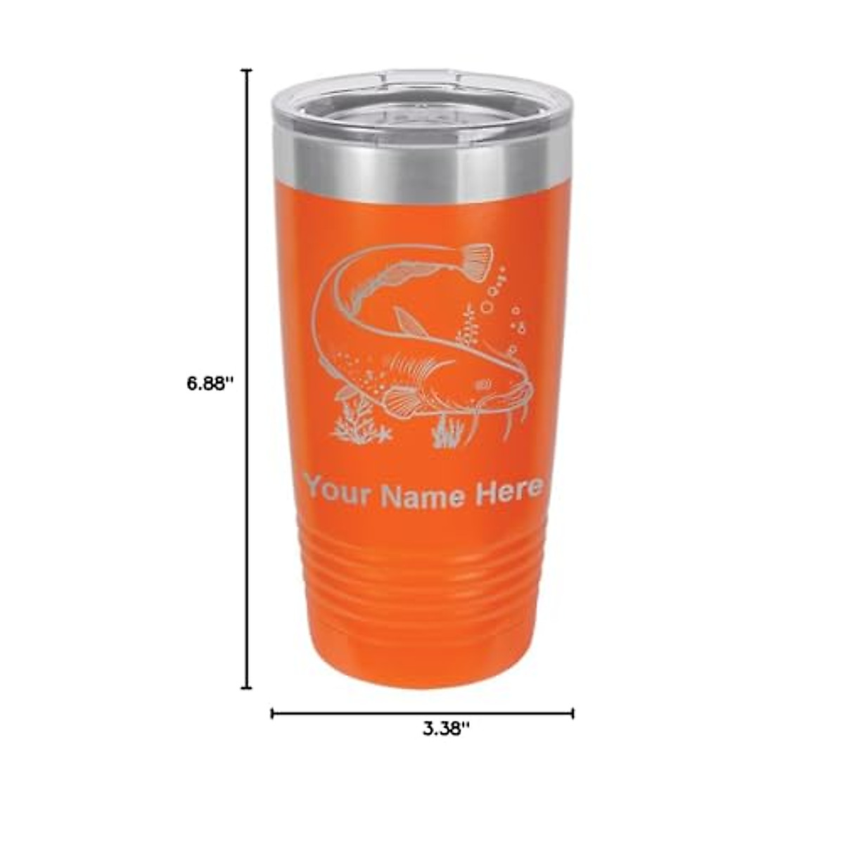 LaserGram 20oz Vacuum Insulated Tumbler Mug, Catfish, Personalized Engraving Included (Orange)