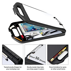 Sunnyclip Storage Clipboard with Handle, Plastic Compartment Hold 200 Letter Sized Paper,Heavy Duty Sturdier Smooth Writing Portable Paperwork Office Classorm Supply for Coache, Contractor