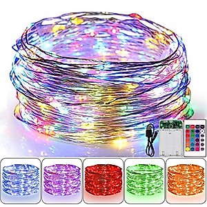 XINKAITE Multicolor Fairy Lights Battery Operated 26ft 16 Colors Changing String Lights Waterproof Firely Lights with Remote Control for Bedroom, Decorations, Halloween Decor, Christmas