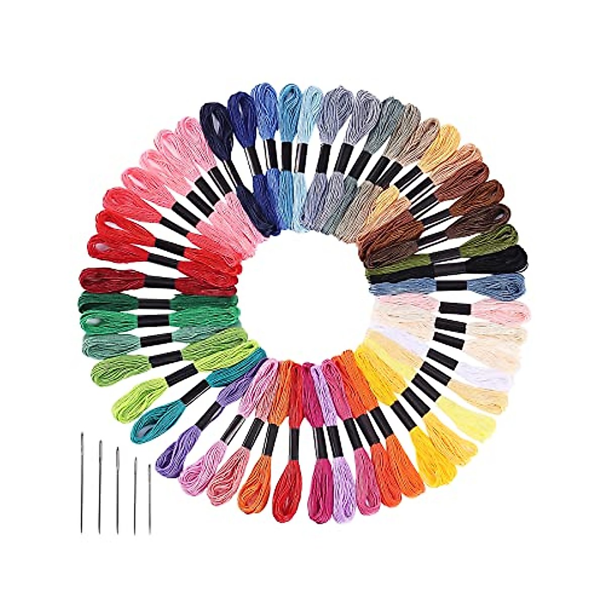 Mr. Pen- Embroidery Floss, 50 Skeins, Rainbow Colors Embroidery Thread with 5 Needles, Cross Stitch Thread, Friendship Bracelet String, Thread for Bracelet Making, Craft String, Strings for Bracelets