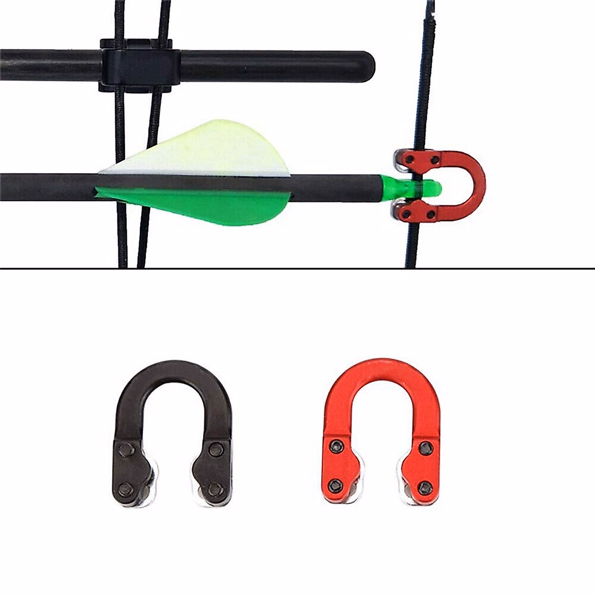 Ace Hunter Compound Bow Metal D Loop Release Bow String Nock D Ring U Loop String (Black-Silver)