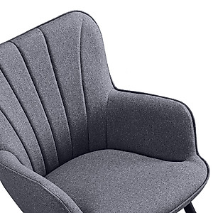 Yaheetech Accent Chair, Modern and Elegant Armchair, Linen Fabric Living Room Chair Vanity Chair with Metal Legs and High Back for Living Room Bedroom Office Waiting Room, Set of 2, Grey