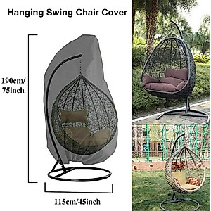 FLTRGO Patio Hanging Egg Chair Cover with Drawstring, Garden Swing Chair Covers 210D Oxford Waterproof Windproof Anti-UV Outdoor Furniture Protector