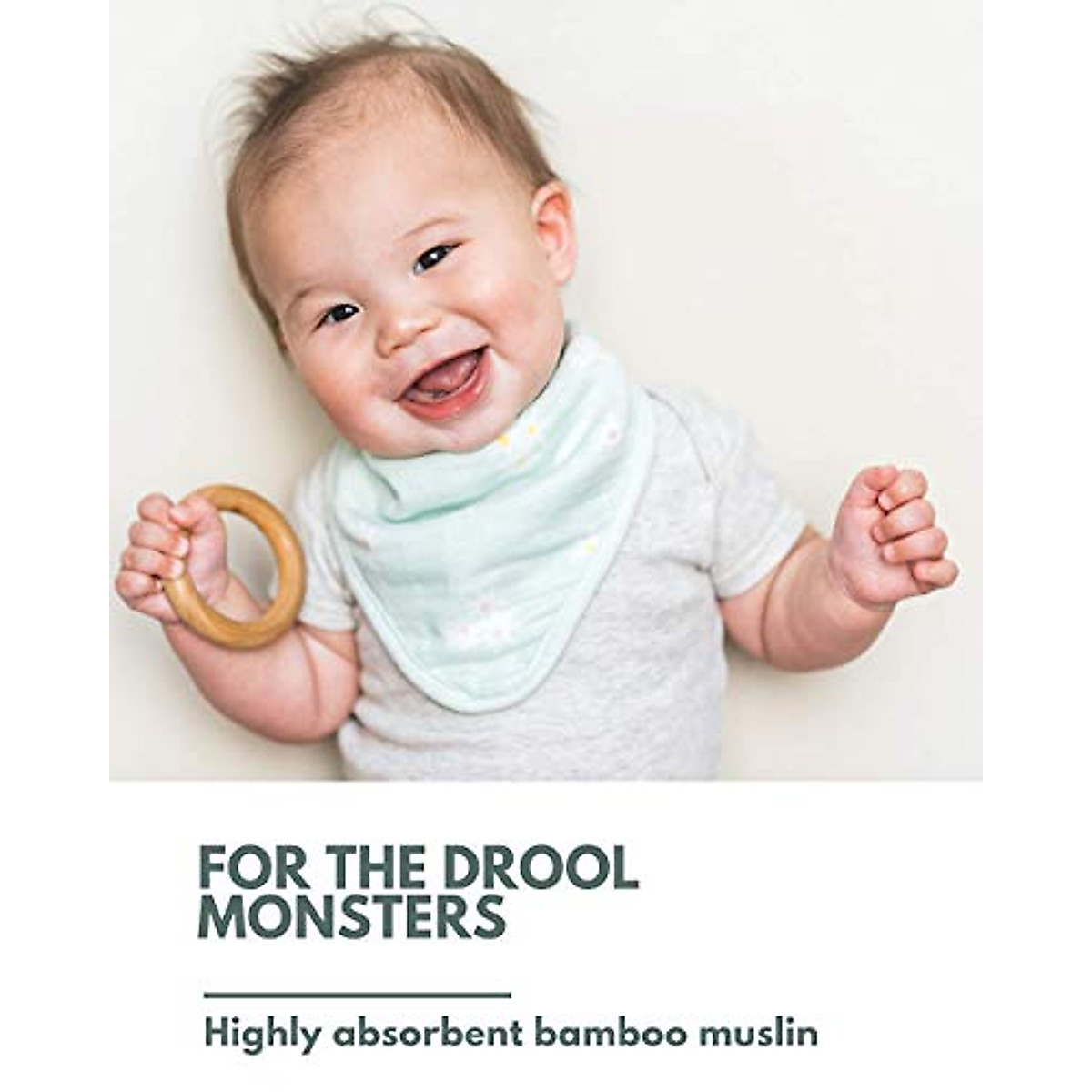 Nightingale Baby Bandana Bibs - Absorbent, Soft, Hypoallergenic Bamboo Muslin Drool Cloths - Cute Drooling Bibs for Boys and Girls (Bee/Fruit/Daisy)