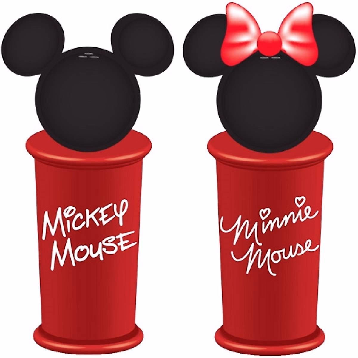 Disney Mickey Minnie Name Salt & Pepper Shakers, Red Black