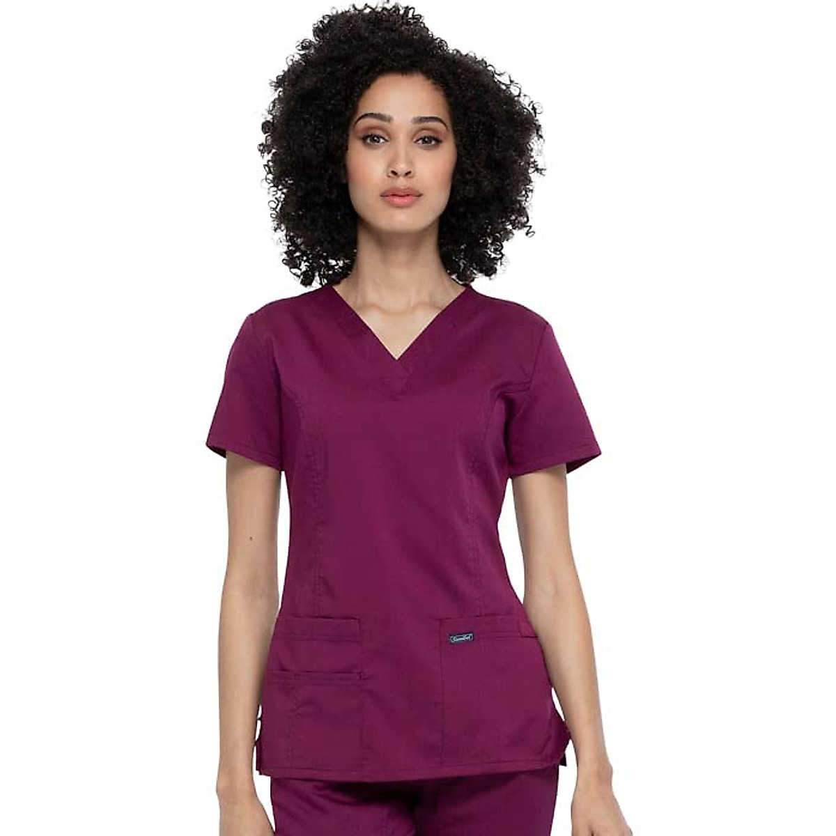 Sanibel Scrubs Stretch V-Neck Top (Wine, M)