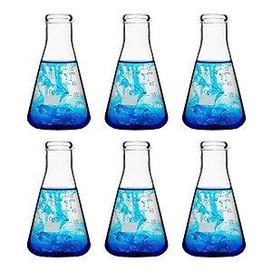 50ml Glass Erlenmeyer Flask Set, Narrow Mouth Graduated Flasks, 3.3 Borosilicate Glass, Ideal for Laboratory, Classroom or Home Use, HUAOU, Pack of 6