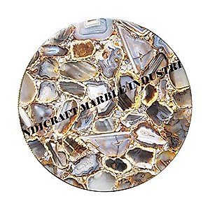 Natural Grey Agate Stone Round Coffee & Centre Table Top, Grey Agate Stone Round Dining Table Top, Grey Agate Stone Round Side & Corner Table Top, Turkish Agate Gem Stone Furniture, Family HeirLoom