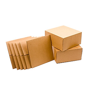 Hallmark 8" Gift Boxes (Pack of 5; Square Kraft) for Christmas, Holidays, Birthdays, Weddings, Crafts, Fathers Day, Care Packages and More