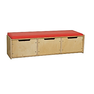 Contender 3 Cube Storage Organizer Bench, Window Bench with Cushions, Cubical Shoe Storage Bench Ideal for Hallway, Kindergarten, Nursery Safe and Certified