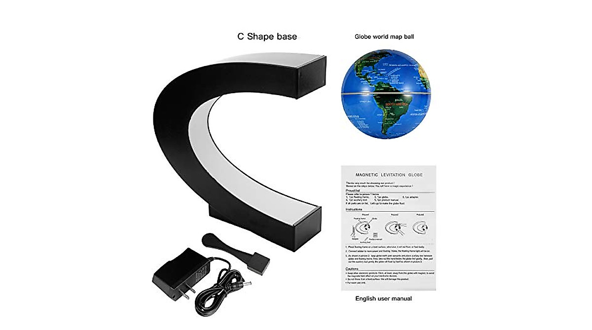 Gresus Magnetic Levitation Globe - Floating World Map with LED Lights