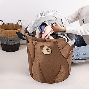 Laundry Hamper Brown Bear Freestanding Laundry Basket Thickened Waterproof Collapsible Clothes Hamper Storage for Clothes Toys Dorm And Family