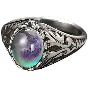 Jude Jewelers Stainless Steel Temperature Sensative Color Changing Mood Indication Retro Vintage Wedding Statement Valentines Ring (Silver, 9)