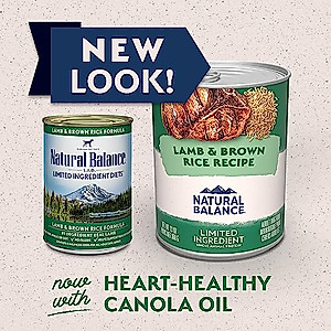 Natural Balance Limited Ingredient Adult Wet Canned Dog Food with Healthy Grains, Lamb & Brown Rice Recipe, 13 Ounce (Pack of 12)
