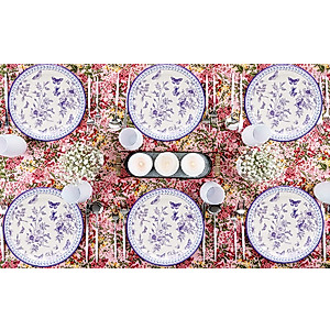 40 Pcs Floral Blue & White Flower Party Supplies White & Blue Floral Paper Plates 7" Wedding Party Plates for Floral Party Theme Bridal Shower Baby Shower Tea Party Floral Birthday Party Decorations