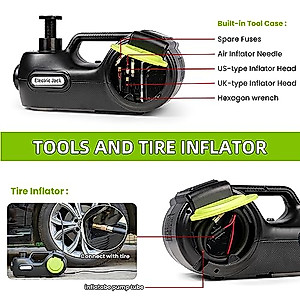 Anbull Electric Car Jack Kit 5 Ton,Hydraulic Car Jack Lift DC12V with Electric Impact Wrench & Inflator for SUV MPV Sedan Truck Tire Change & Garage Repair（Lifting Range 6.1-21.7 inch）