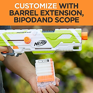 NERF Longstrike Modulus Toy Blaster with Barrel Extension, Bipod, Scopes, 18 Elite Darts & 3 Six-Clips (Amazon Exclusive)