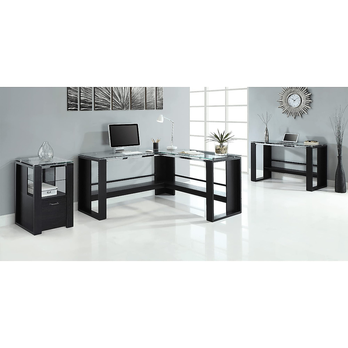 Whalen Jasper 60"W L-Shape Corner Desk, Espresso