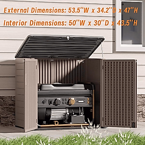 ADDOK Horizontal Outdoor Storage Sheds,Large Resin Outdoor Storage Cabinet for Patio Furniture,Grill and Gardening Tools.(38Cu.ft)