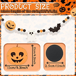 24.6Ft Halloween Felt Banner Cute Pumpkin Ghosts Expressions Bat Pom Pom Garlands Halloween Pumpkin Ghosts Party Decorations Banner for Halloween Party Haunted Indoor Outdoor Home Office Hanging Decor