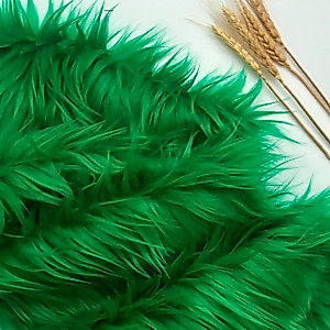 Bianna Emerald Kelly Green Faux Fur Fabric, by The Yard, American Seller, Luxury Shag Shaggy Material for Crafting, Sewing, Costumes, Fursuits, Home Decor (12x12 inches)