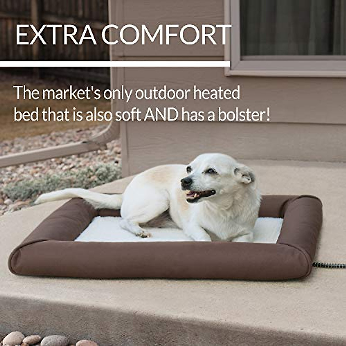 K&H Pet Products Deluxe Lectro-Soft Outdoor Heated Bed Large Chocolate/Tan 34.5" x 44.5" 60W