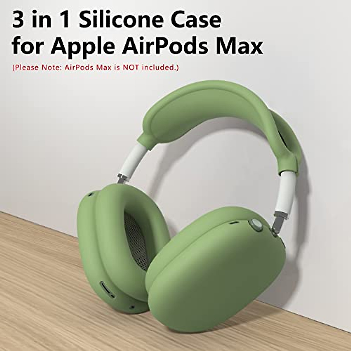 Silicone Case Cover for AirPods Max Headphones, Anti-Scratch Ear Pad Case Cover/Ear Cups Cover/Headband Cover for AirPods Max, Accessories Soft Silicone Skin Protector for Apple AirPods Max (Green)