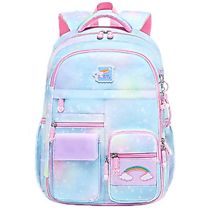 Girls Backpack, School Backpacks 16*11.5*7.5in for Girls, Cute Book Bag with Compartments for Teen Girl Kid Students Elementary Middle School, Kids' School Bag, Blue