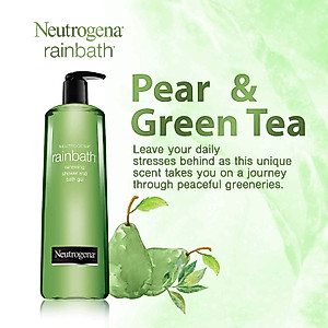 Neutrogena Rainbath Renewing Shower And Bath Gel, Moisturizing Body Wash and Shaving Gel with Clean Rinsing Lather, Pear & Green Tea Scent, 16 fl. oz