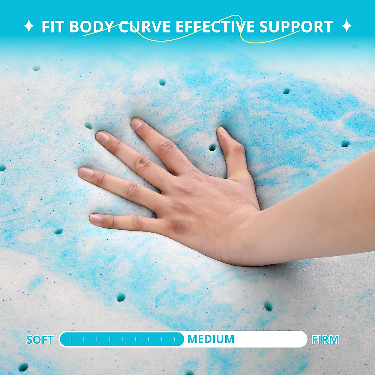 CH CHARME HOUSE 2 Inch Memory Foam Mattress Topper Twin Size, Gel Infused Memory Foam Bed Topper for Back Pain Relief, Cooling Mattress Pad, CertiPUR-US Certified, 75×38"