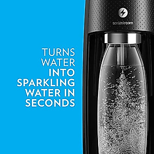 SodaStream Fizzi One Touch Sparkling Water Maker Bundle (Black) with CO2, BPA free Bottles, and 0 Calorie Fruit Drops Flavors