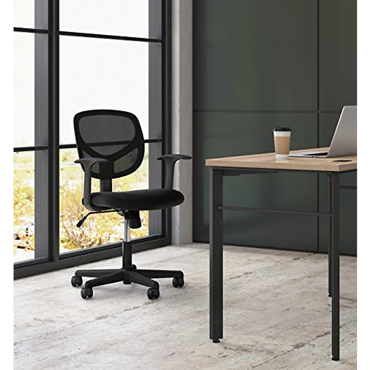 HON BSXVST102 Sadie Swivel Mid Back Mesh Task Arms-Ergonomic Computer/Office Chair (HVST102), Black