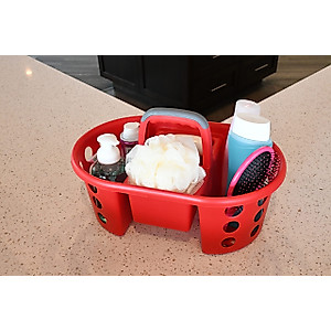 SIMPLYKLEEN Shower Caddy with Handle 2-Pack Plastic Bathroom Storage Organizer, Red Made in the USA