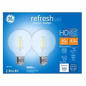 Ge 47658 G25 Refresh Hd Daylight Led Bulb, 4.5 Watts