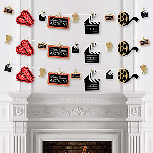 Big Dot of Happiness Red Carpet Hollywood - Movie Night Party DIY Decorations - Clothespin Garland Banner - 44 Pieces