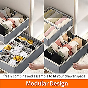 IGELIN MAGELI Drawer Underwear Organizer Dividers 5 Pack, Oxford Cloth Organizers and Storage Boxes for Lingerie, Bra, Socks, Underwear, Ties (Gray)