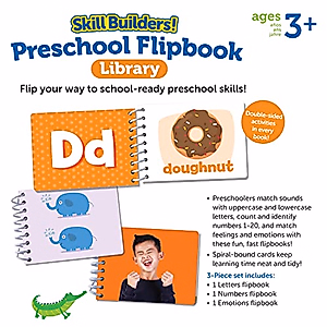 Learning Resources Skill Builders! Preschool Flipbooks -3 Pieces, Ages 3+, Preschool Learning Activities, ABC and Numbers for Toddlers, Activity Book