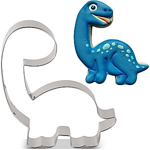 LILIAO Brontosaurus Cookie Cutter Cute Dinosaur Biscuit and Fondant Cutters for Kids - 3.7 x 4.1 inches - Stainless Steel