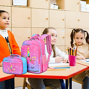 LEDAOU Kids School Backpack with Lunch Box for Girls Bookbag School Bag Preschool Kindergarten Toddler Backpack Tie Dye (Gradient Blue Purple-Cosmos)