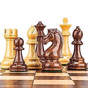 AMEROUS High Polymer Weighted Chess Pieces with 4.25'' King - 2 Extra Queens - Gift Package, Standard Tournament Chessmen for Chess Board or Replacement of Missing Pieces (Chess Pieces Only)