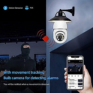 QAMY Optapower Light Bulb Security Camera,With Extension Link, Light Bulb Camera, 2.4g Wifi 360° PTZ Screw In Camera Light Socket Outdoor Works With Alexa & Google Assistant,Light Bulb Camera Outdoor