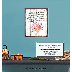 Inspirational Zen Art Print - 8x10 Motivational Lotus Wall Art Photo - Unique Spiritual Home Decor for Yoga Studio, Bathroom, Bedroom - Gift for Women, Meditation Buddha Fans - Unframed Poster