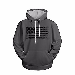 H HYFOL Graphic Hoodies for Men USA Flag Pocket Pullover American Patriotic Long Sleeve Sweatshirts(Medium Grey,XL)
