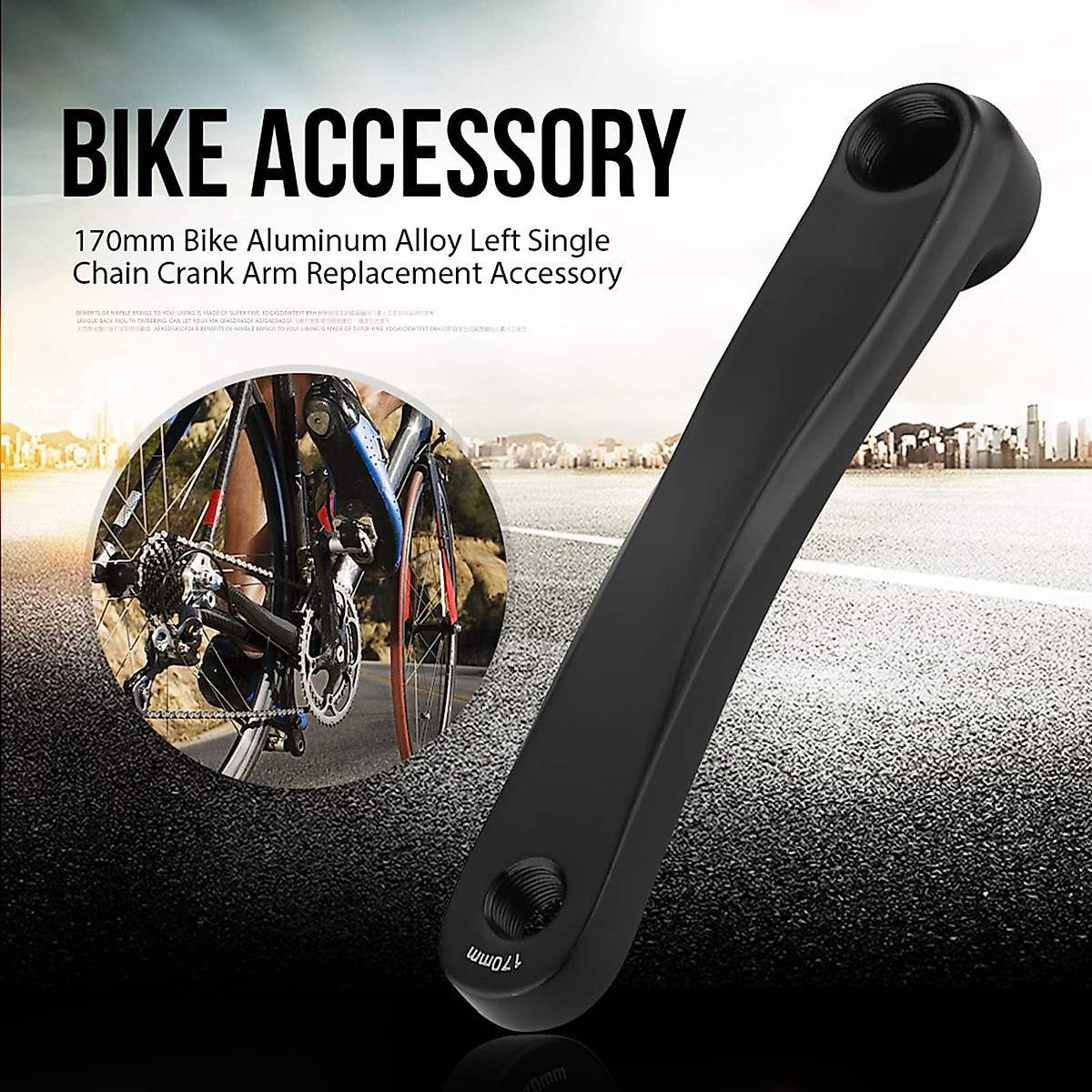 Bicycle Crank Arm, 170mm Bike Crank Leg Left Aluminum Alloy Single Chain Speed Crankset Replacement Accessory for Electric Hybrid Mountain Folding Commuter Road Exercise Repair Square Rhombic Hole