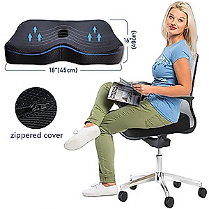 ORIAPT Memory Foam Seat Cushions Coccyx Tailbone Pad Ergonomic Design for Office,Dinning,Gaming Chairs, Auto Seats,Wheelchairs 18 * 16 in.