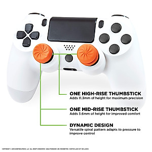 KontrolFreek FPS Freek Vortex for Playstation 4 (PS4) and Playstation 5 (PS5) Controller | Performance Thumbsticks | 1 High-Rise Convex, 1 Mid-Rise Concave | Orange