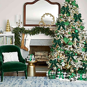 1.5Inch X 10 Yards Christmas Velvet Ribbon,1.5" Wide Wired Ribbon for Christmas Crafts Decoration, Wrapping (Green, 1.5"-10 Yard)