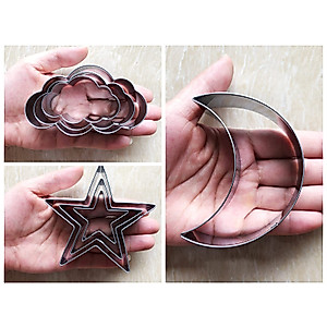 LUBTOSMN Twinkle Twinkle Little Star Cookie Cutter Set-7 Piece-From 3.5" to 1.6"-Cloud, Star, Moon Cookie Cutters for Baby Shower Gender Reveal Birthday Cake Cupcake Party Decorations